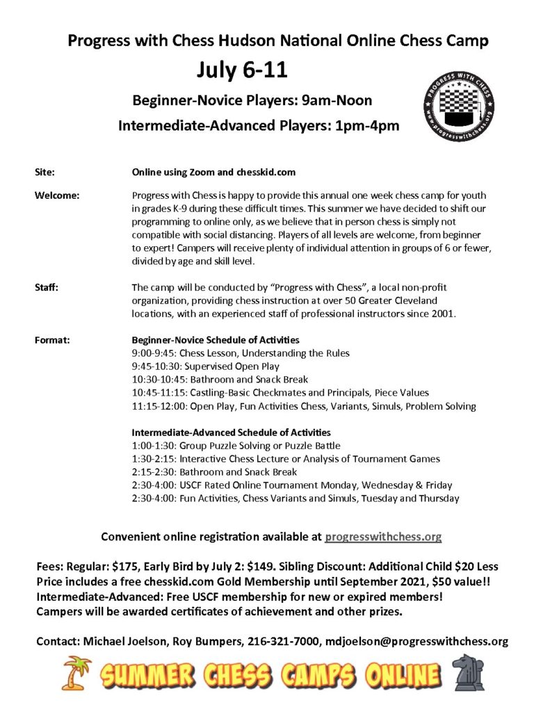 PWC Hudson National Online Chess Camp » Progress With Chess PWC Hudson National Online Chess Camp » Progress With Chess