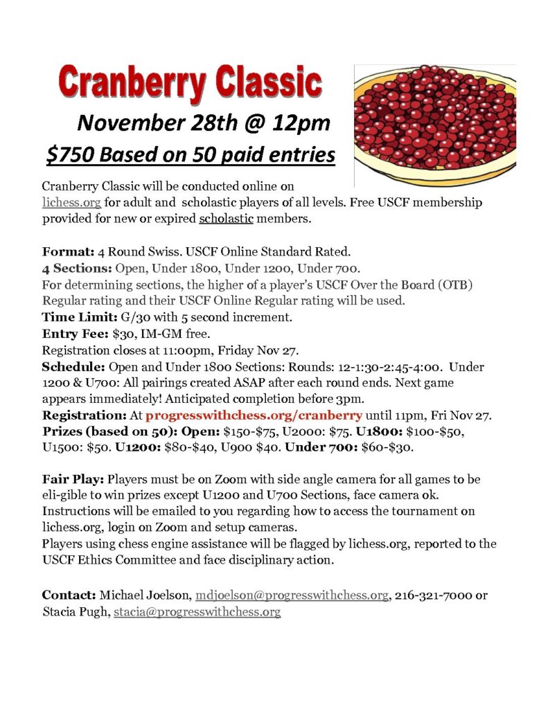 Cranberry Classic Update » Progress With Chess